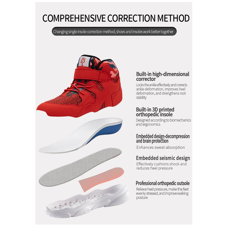 Princepard Kids Orthopedic Sneakers Autumn Winter Arch Support Shoes ...