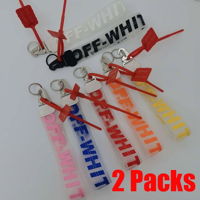 2PCS Off-White PVC Transparent Keychain Key Ring Phone Lanyard elCL ...