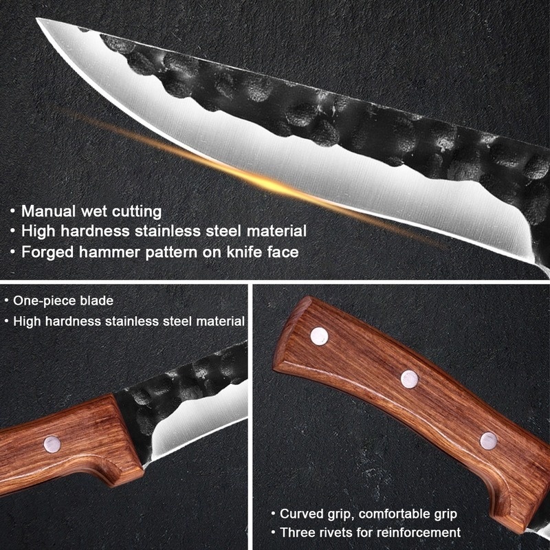 มีด6.5quot Forged Hunting Knife Stainless Steel Boning Butcher Knife ...