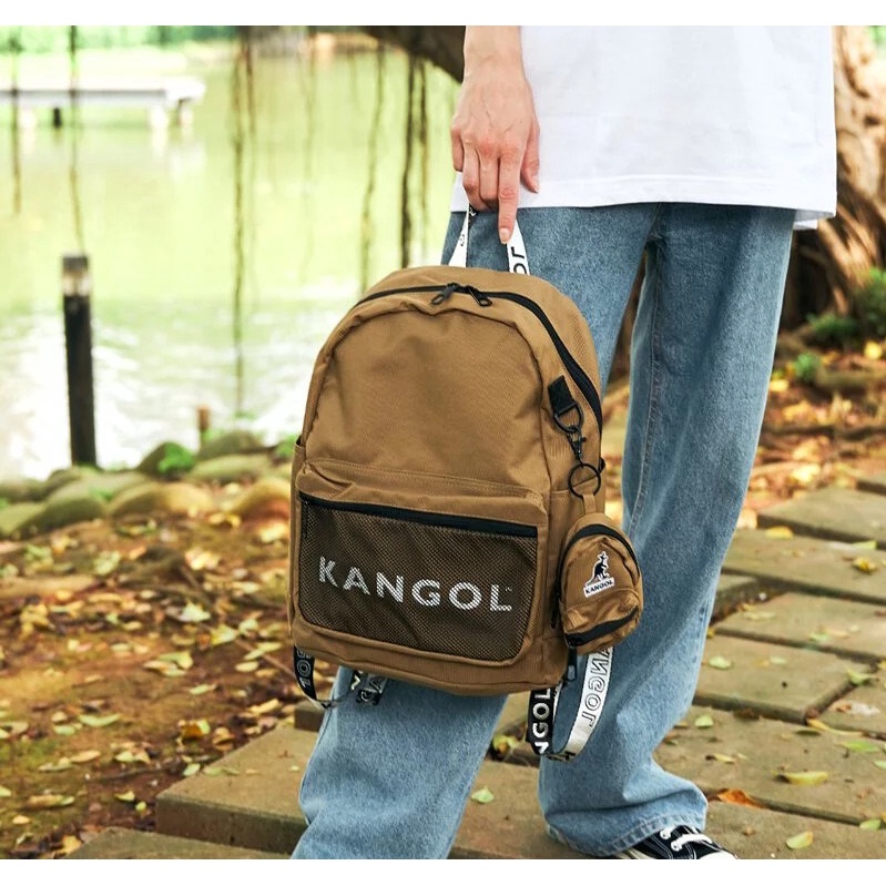 KANGOL Bag กระเป๋าเป้ backpack ผ้า canvas ใส่โน๊ตบุ๊คได้ สีดำ น้ำตาล ...