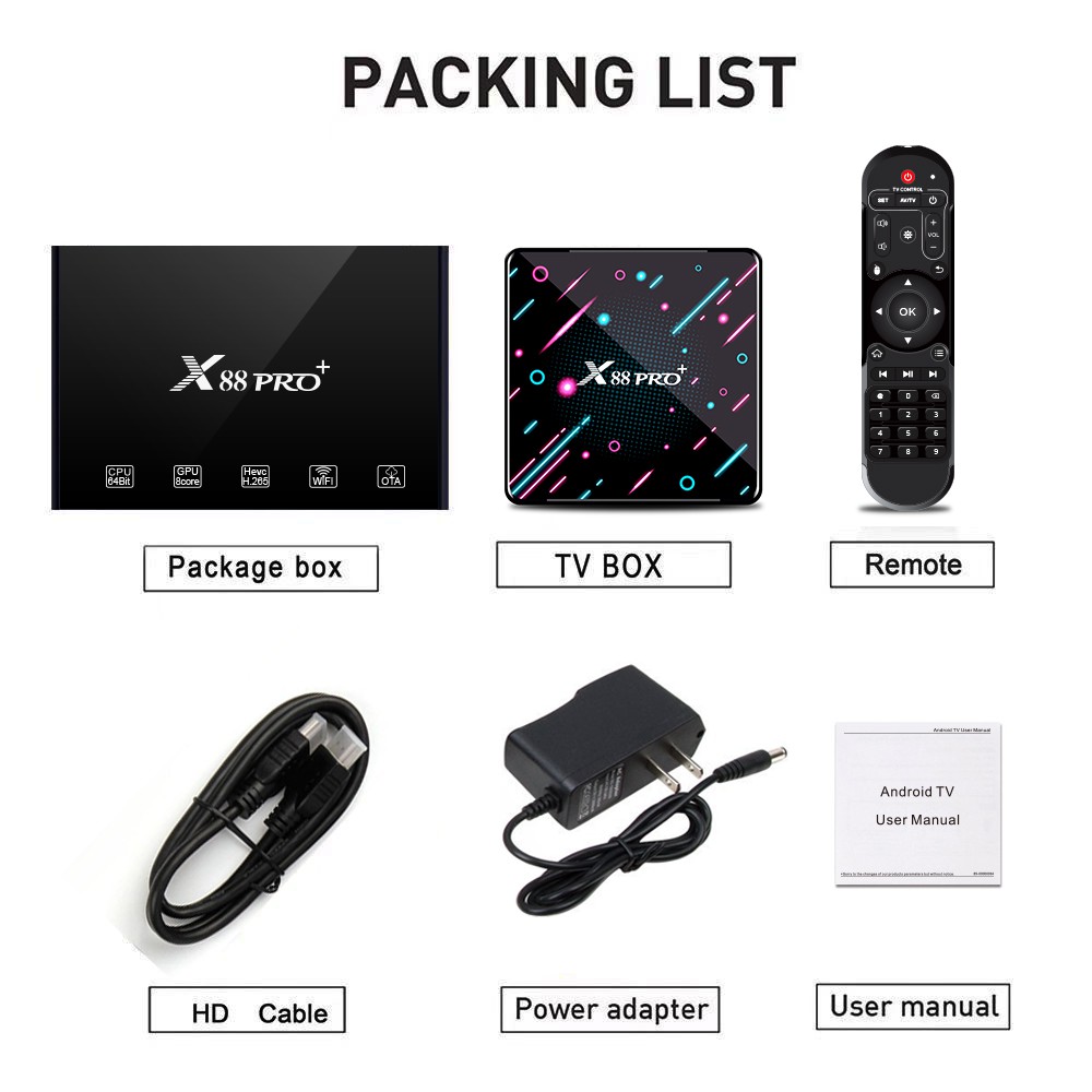 X88 Pro Plus Smart Android TV Box Android 9.0, RK3368 Quad-Core CPU ...