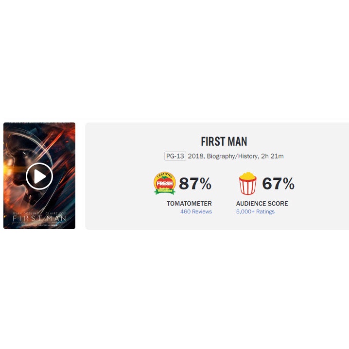 Blu-ray แผ่นแท้ มือ 1 First Man (2018) - มนุษย์คนแรกบนดวงจันทร์ Ryan Gosling - 9diesel - ThaiPick