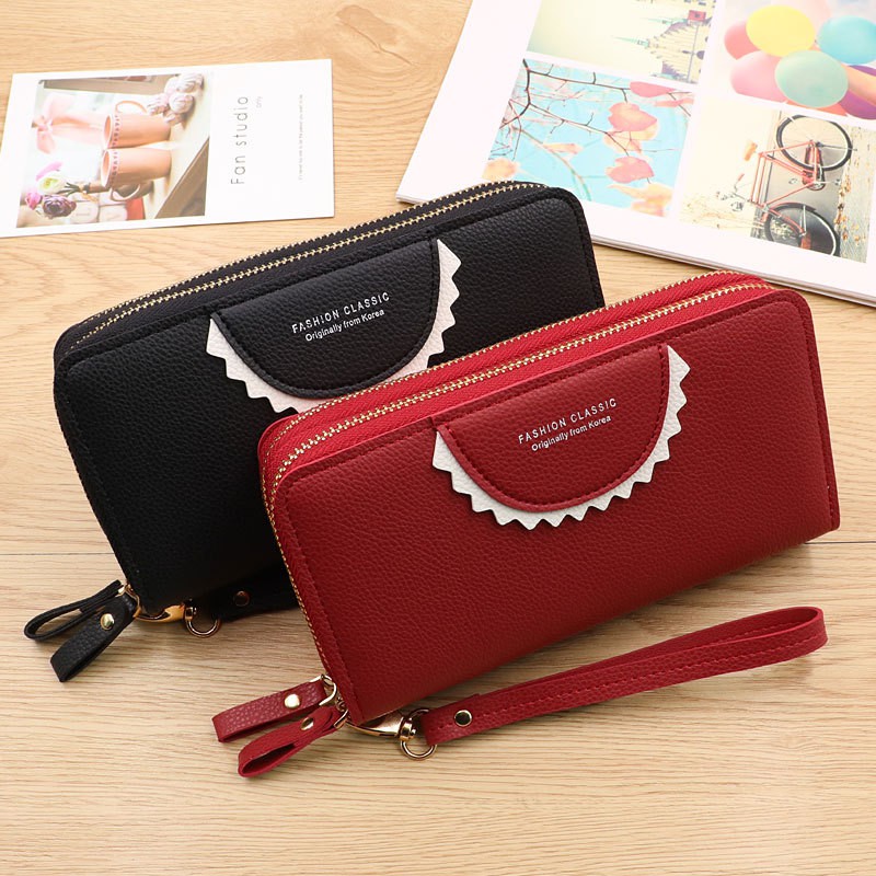 Double Zipper Wallet Ladies Clutch Long Mom Double Wallet Large ...