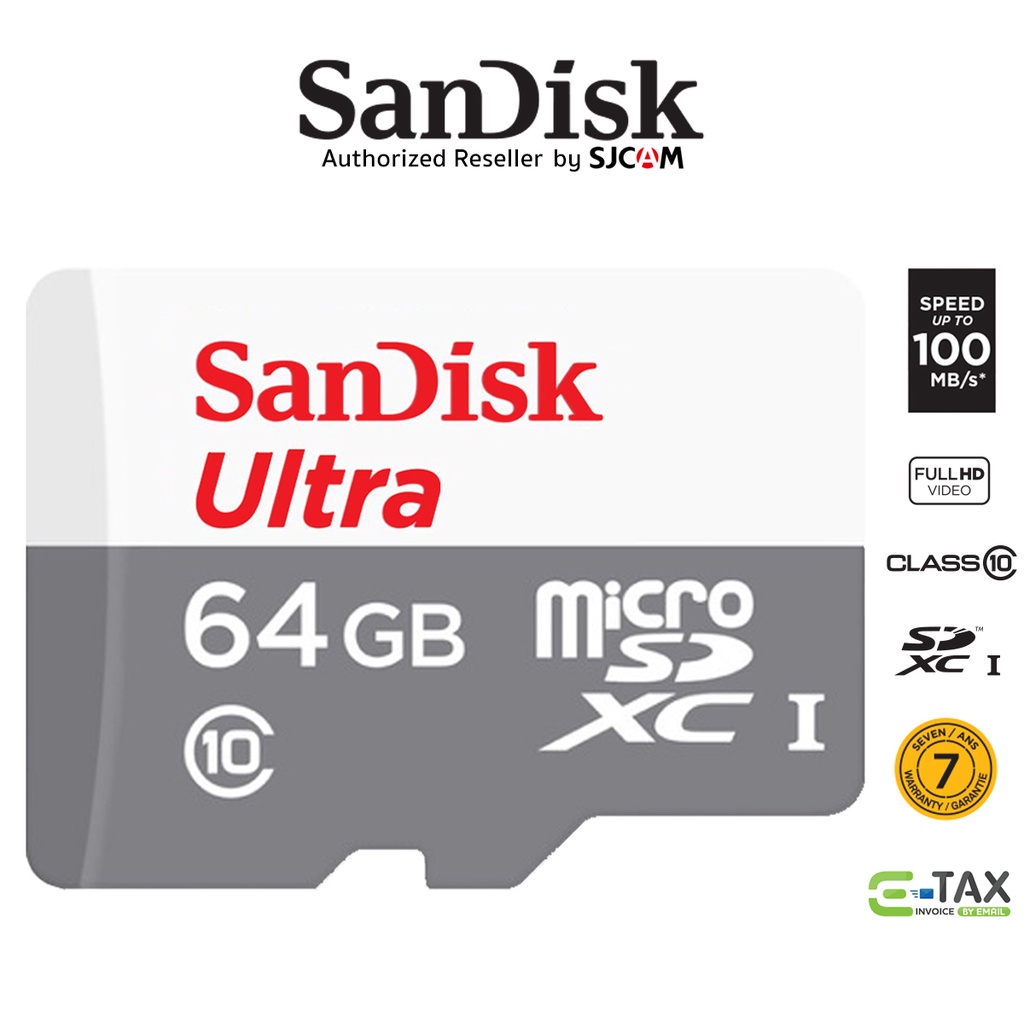 SanDisk Ultra Micro SD Card 64GB 100mb/s 533x Class10 SDXC (SDSQUNR-064G-GN3MN) ประกัน 7ปี ...