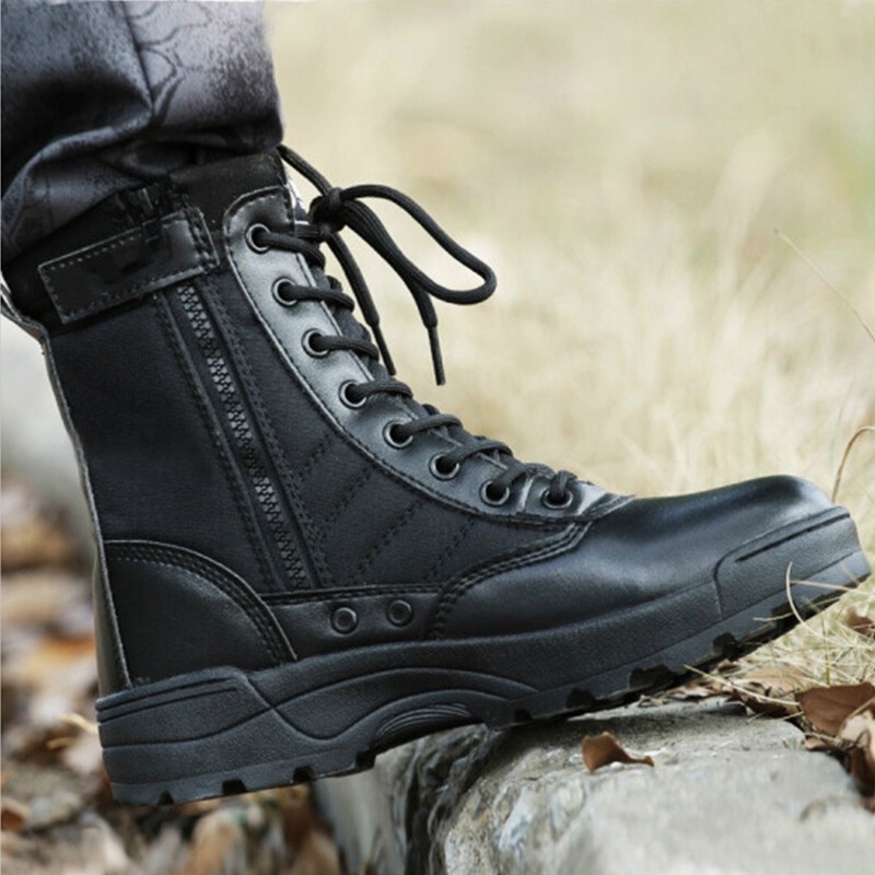 Hot Fashion Men Boots Winter Outdoor Leather Military Boots Breathable ...