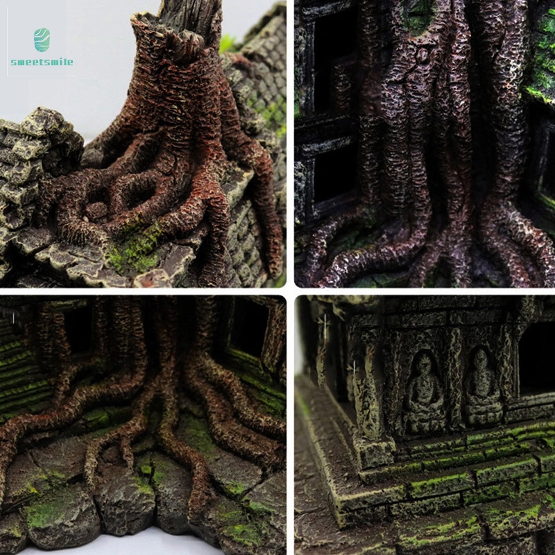 Fish House Resin Imitation Wooden Root House Aquarium Ornament for Fish ...