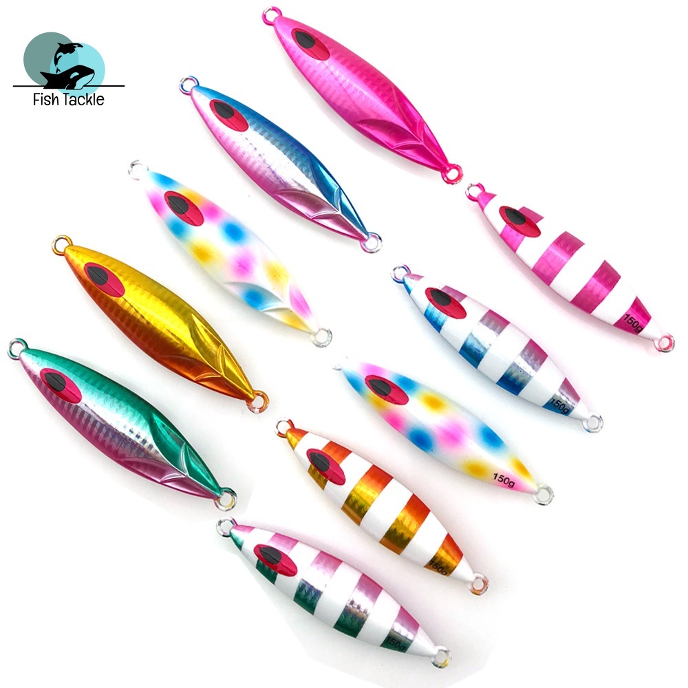 150g/200g/250g Slow Fall Pitch Fishing Lures Sinking Metal Lead Flat ...