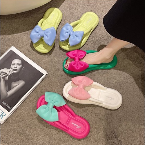 Danny-Meng Yanจัดส่งจากไทยรองเท้าแตะโบว์ก้างปลาผู้หญิงฤดูร้อนปี 2022 ...