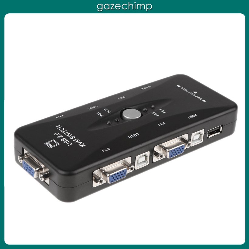 4 Port Hub USB 2.0 KVM VGA/SVGA Switch Box For PC Keyboard Mouse ...