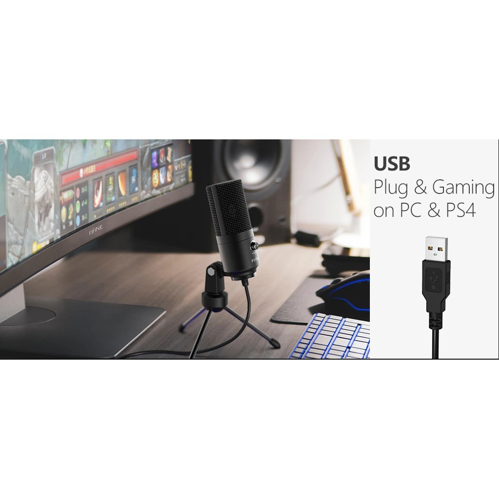 MICROPHONE (ไมโครโฟน) FIFINE K669B USB MICROPHONE WITH VOLUME DIAL FOR ...