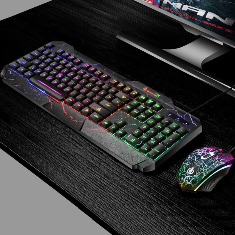 Gaming Keyboard and Mouse Set Combo Ergonomic LED Light Backlit RGB ...