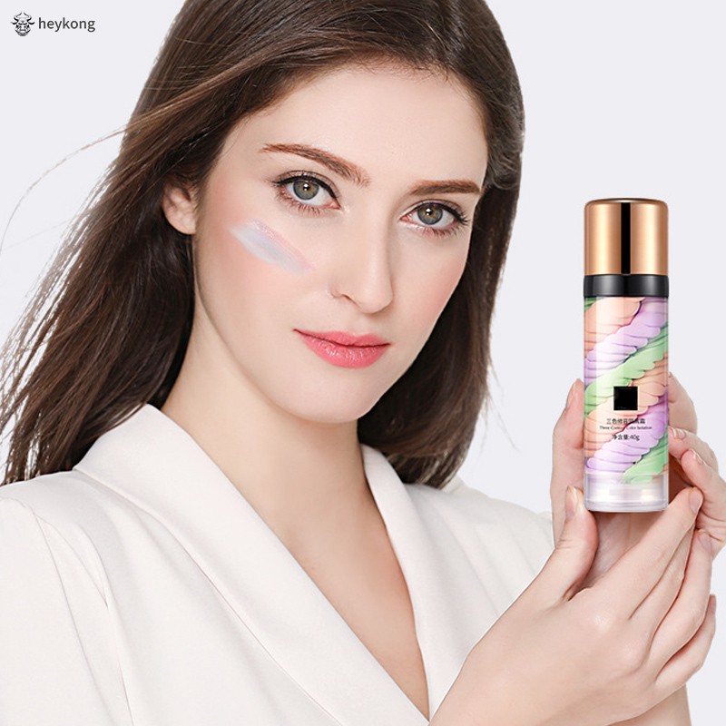 Rainbow Tricolor Makeup Base Cream Facial Base Makeup Full Coverage ...