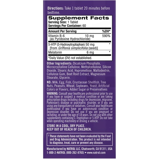 Natrol Melatonin 5-HTP Advanced Sleep 60 Bi-Layer Tablets ช่วยให้หลับ ...