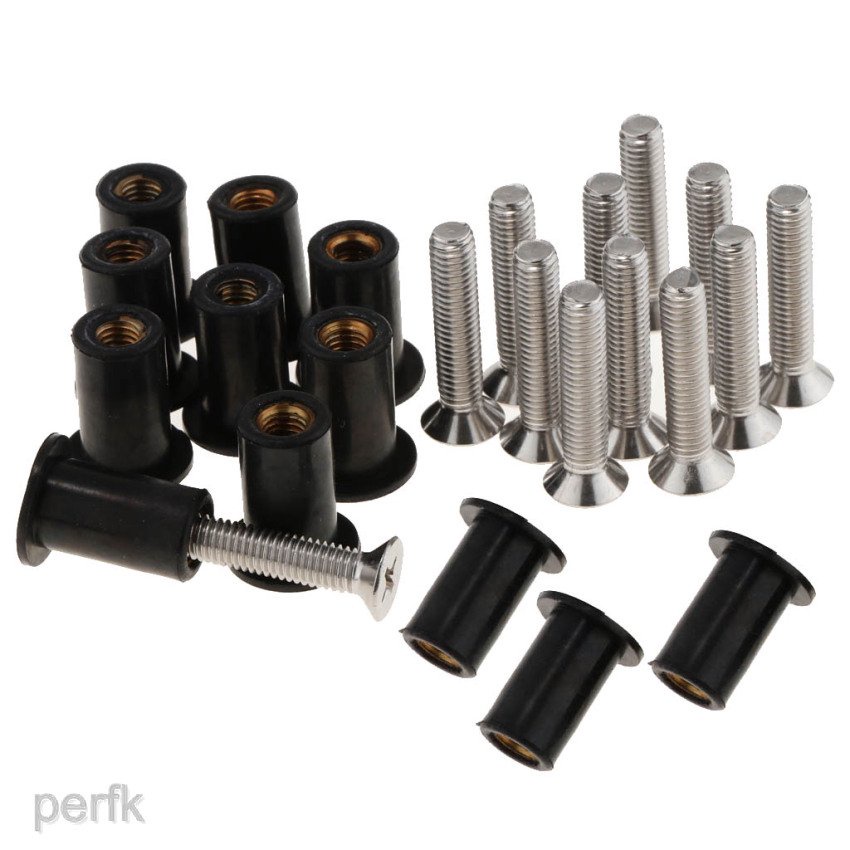 02SQ 12PCS Rubber Well Nuts Kit SS Screws Windscreen Fairing Wellnuts ...