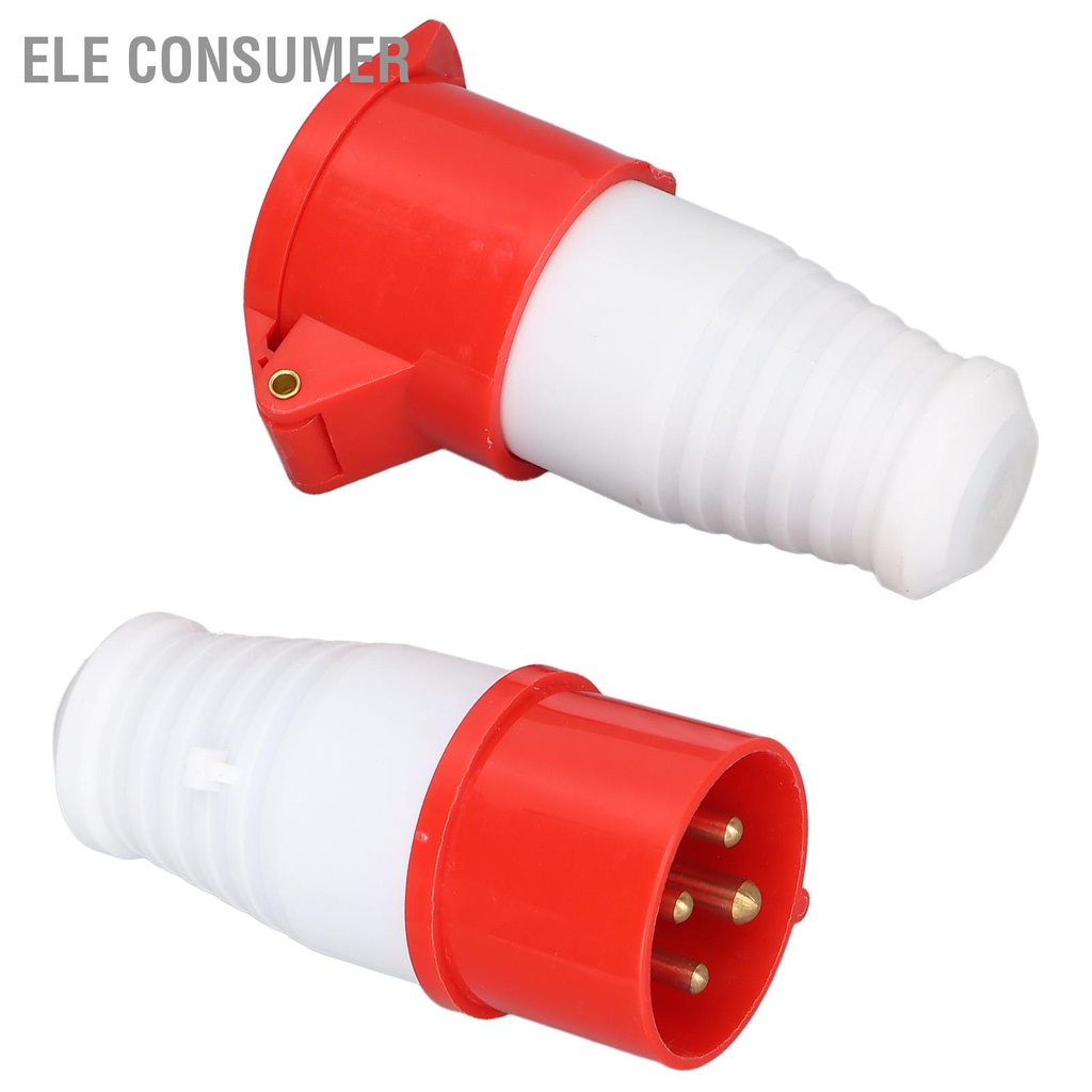 ELE Consumer 2pcs Industrial Plug Socket IP44 Waterproof 4 Pin Red CEE ...