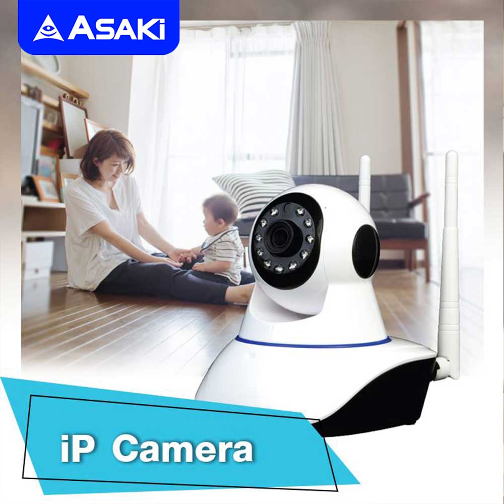 เหลือ 459 ส่งฟรีAsaki กล้องวงจรปิดไร้สาย เชื่อมต่อwifi ปรับหมุนกล้องได้ ไมค์และลำโพง รุ่น AK ...