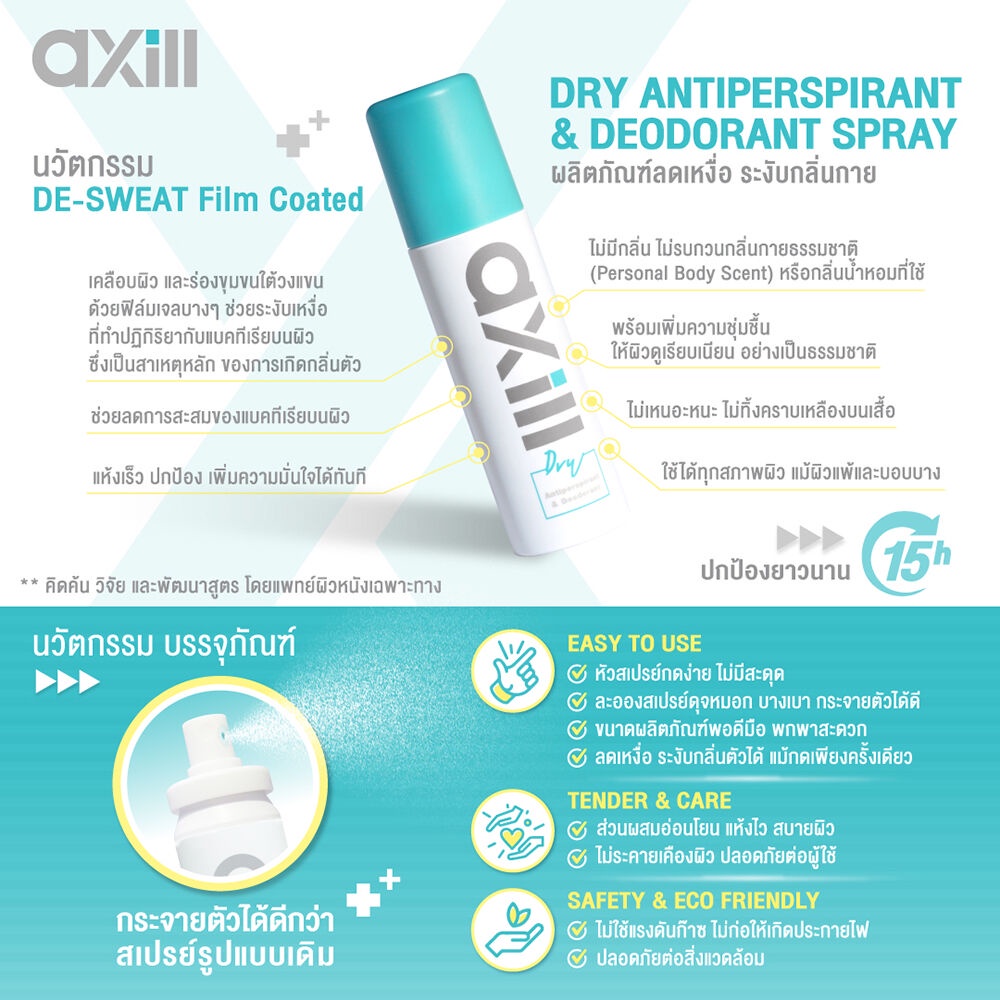 Facelabs Axill Dry Antiperspirant & Deodorant Spray 80ml. | Shopee Thailand