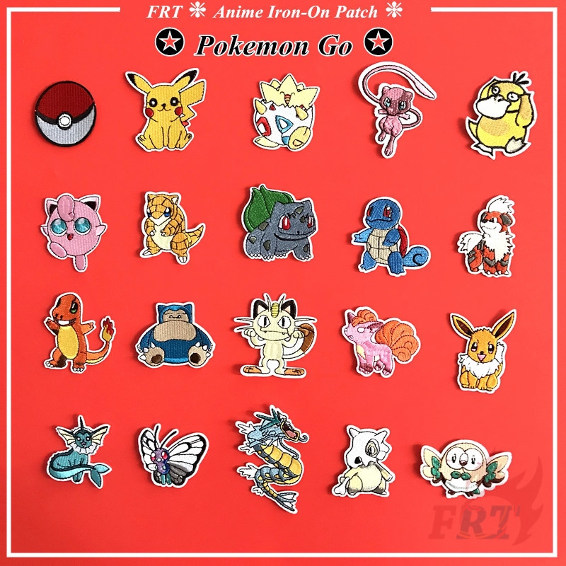 ☸ Pokemon Go - Anime Character Pikachu Iron-on Patch ☸ 1Pc DIY Sew on ...