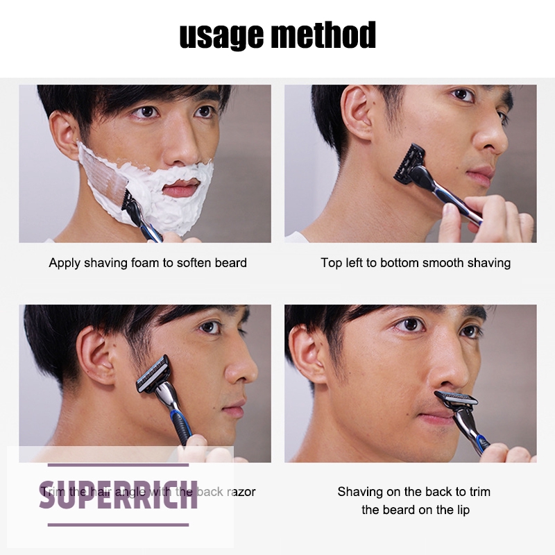 Men Manual Razor 5-layer Shaver Safe Face Care Beard Shaving Tool Kit ...