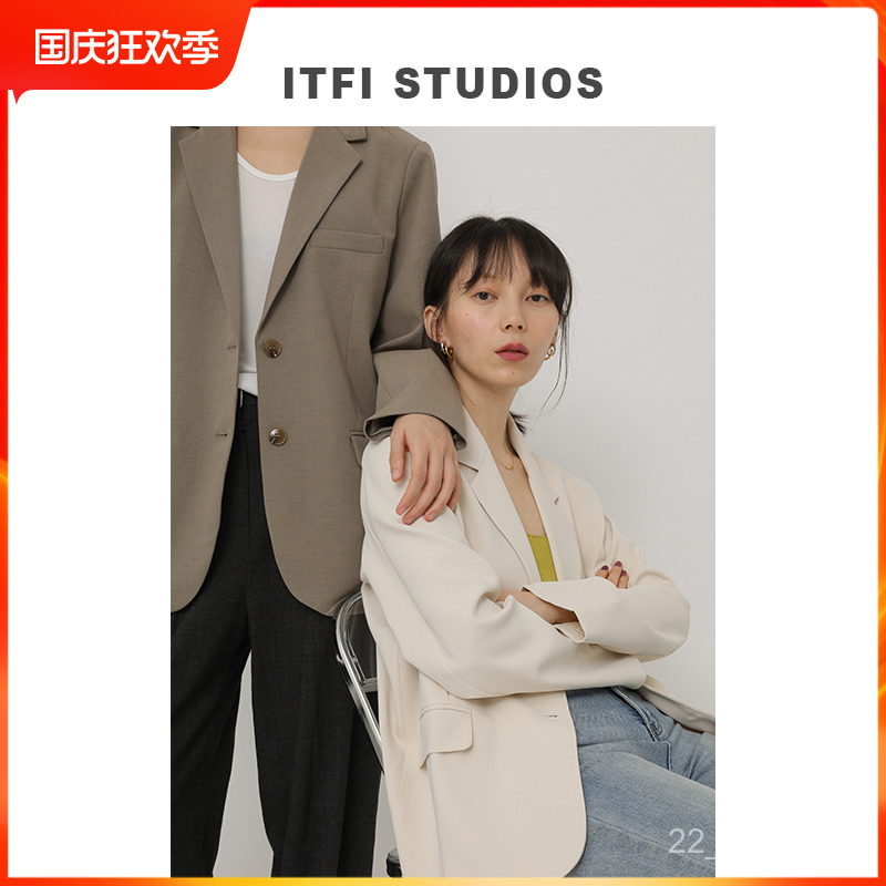 แจ็คเก็ตและเสื้อโค้ท ITFI เสื้อสูทสีขาวหญิงinsสั้นไปหน่อย2020ฤดูใบไม้ ...