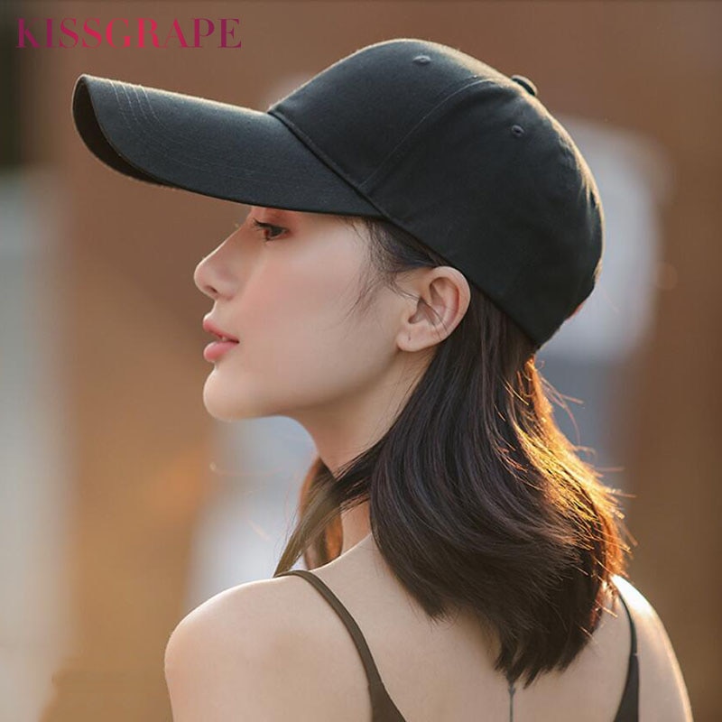 2020 New Unisex Cotton Baseball Caps Hats Solid Color Long Visor Hats for Men Female Street ...