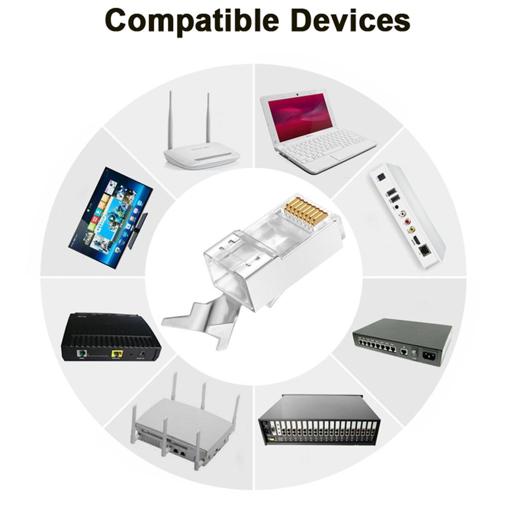 MALCOLM 10pcs Crystal Head 8P8C Cat7 RJ45 Connector Shielded Net Cable ...