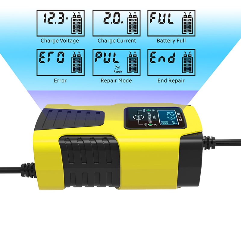 Automatic 2A 6V 12V Car Battery Charger Lead-Acid GEL AGM Wet Calcium ...