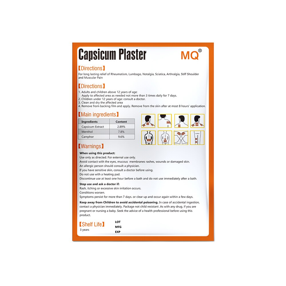 MQ 6PCS Capsicum Plaster Medical For Muscle Medical Chilli Pain Relief ...