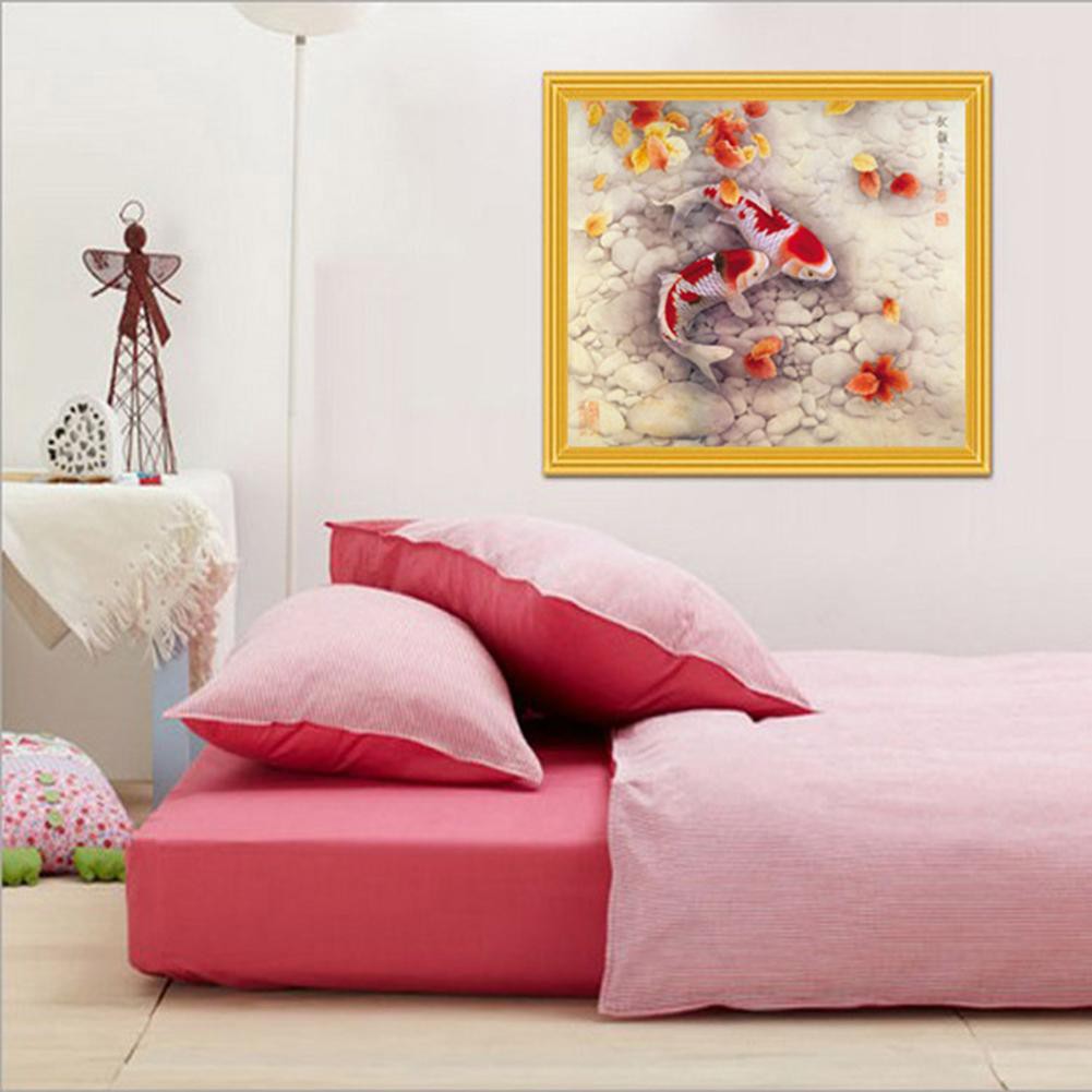 ACT 5D DIY Diamond Two Happy Fish Cross Stitch Painting Home Wall Decor ...
