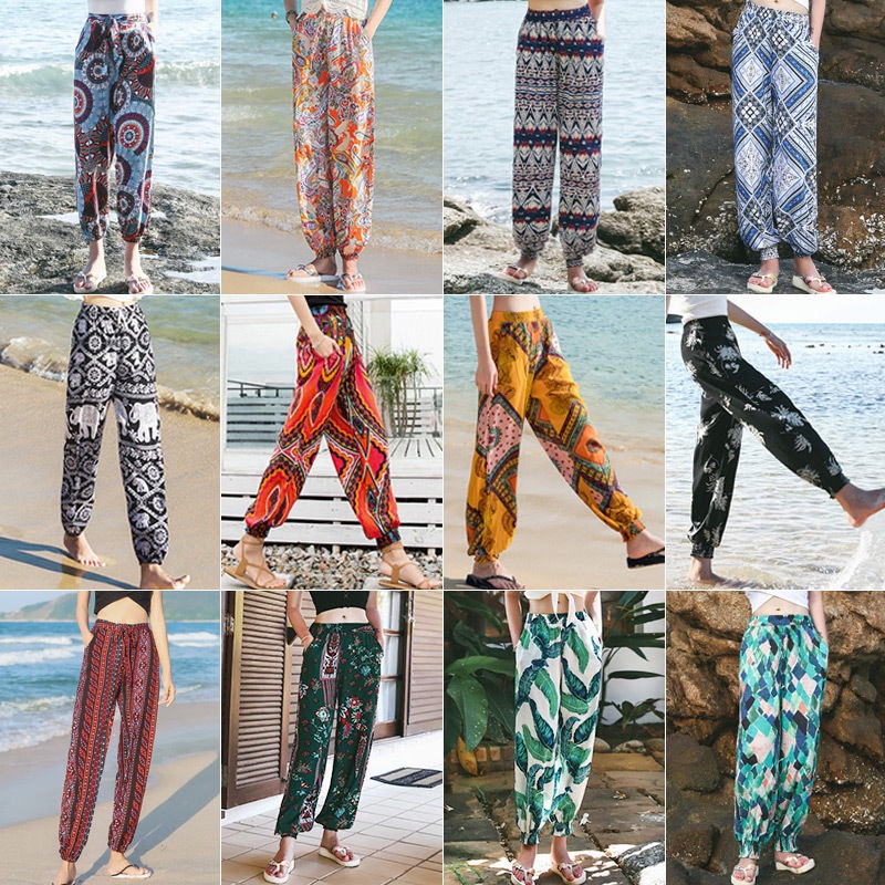 Anti-mosquito pants female summer adult Thai elephant cotton silk thin ...