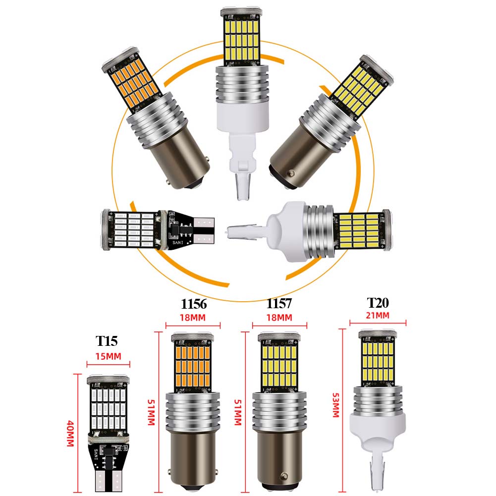 หลอดไฟเบรค T15 W16W 1156 1157 T20 Led 45 Smd พลังงานสูงสําหรับรถยนต์ 1 ...