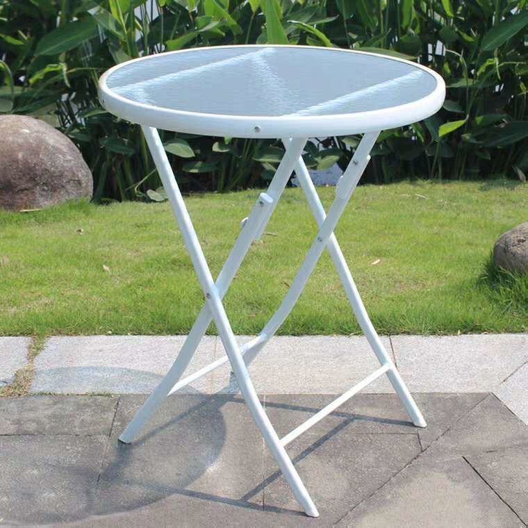 Tempered glass round table folding square table balcony table simple ...