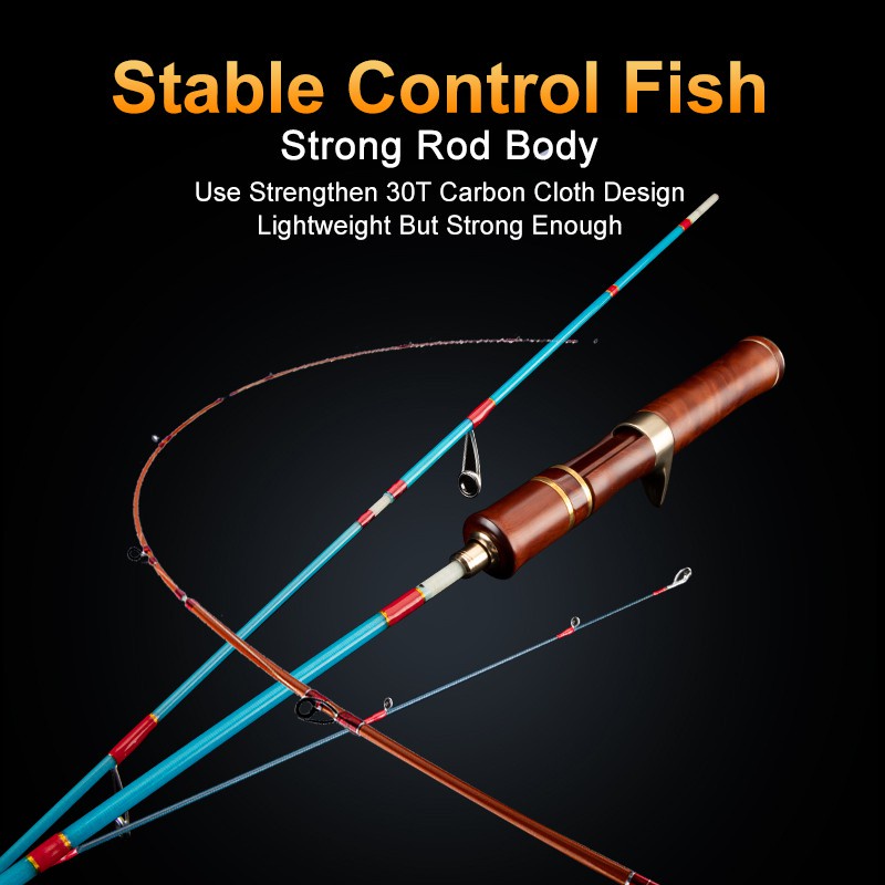 Micro Fishing Rods UL 3.5 Section Wood Handle Solid Top Tip Ultralight ...