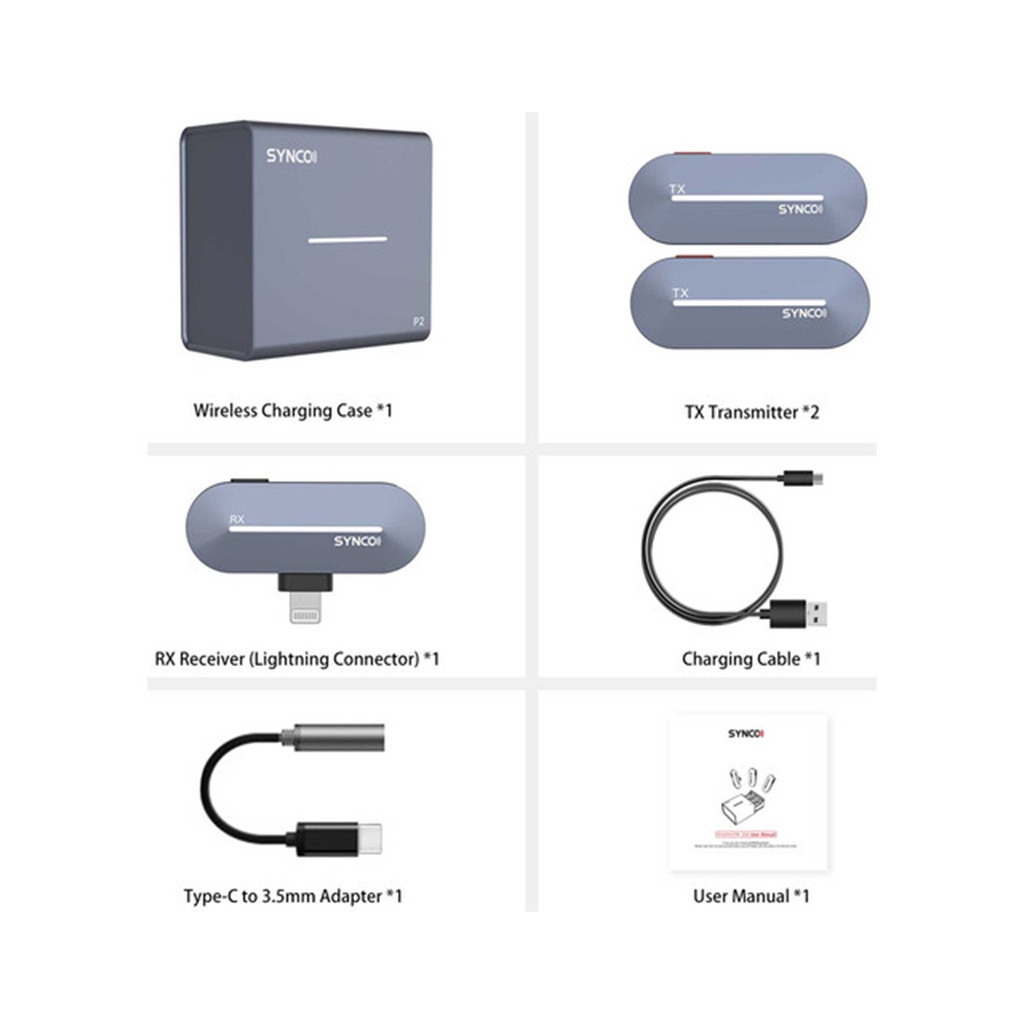 SYNCO P2TP2L Miniature 2 Person Digital Wireless Microphone System with USB Connector (ProPlugin ...