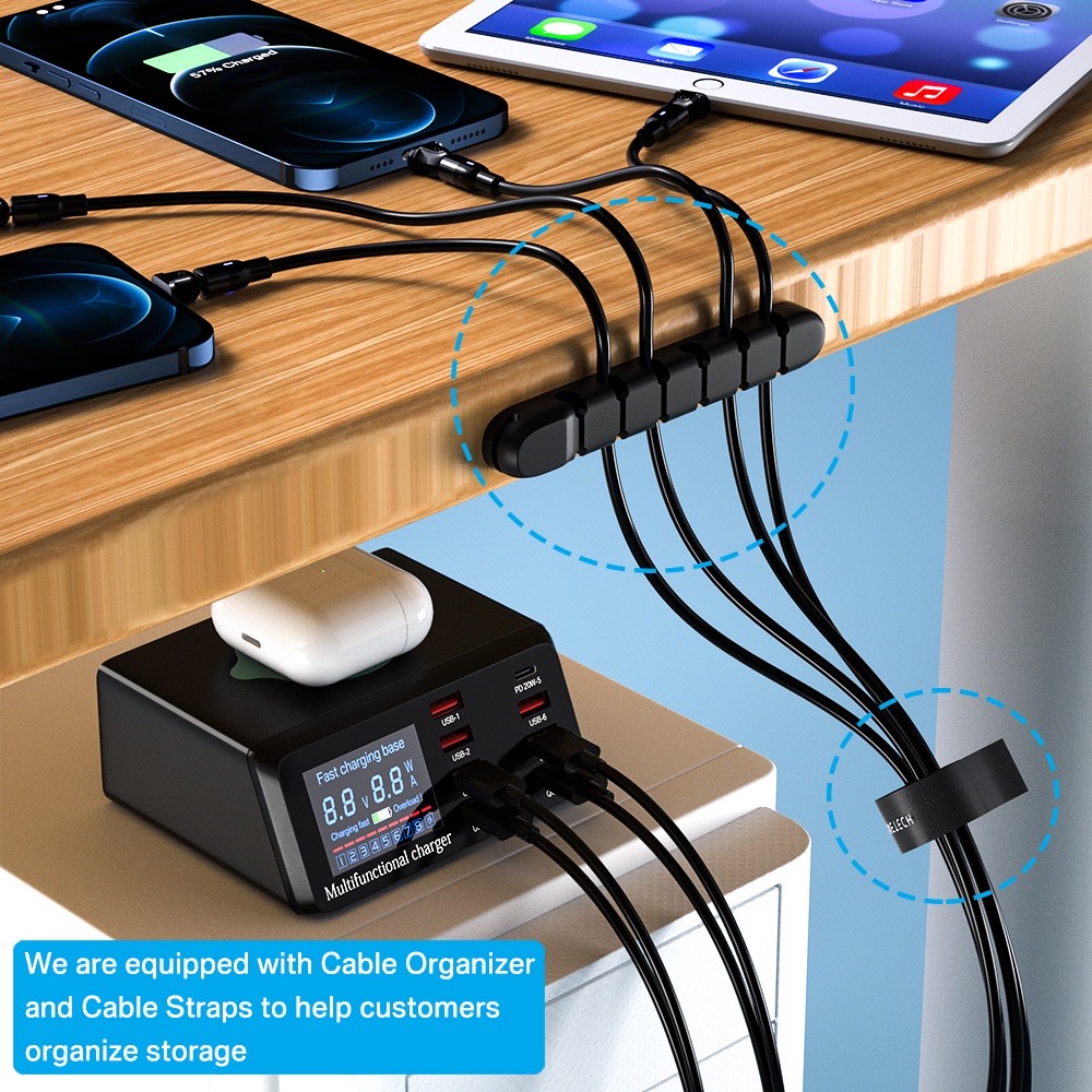 100W Quick Charge 3.0 PD20W7Port Wireless chargingจอแสดงผลLed Fast ...