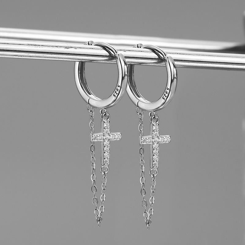Hikaw ต่างหูห่วงไขว้ สีเงิน เครื่องประดับ สําหรับผู้ชาย - melody001.th ...