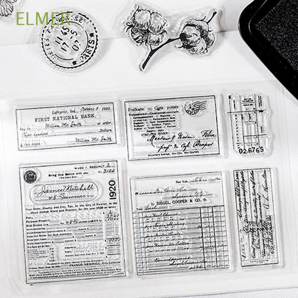 ELMER Photo Album Clear Stamp Seal Basic Label Moon Flowers Leaves ...