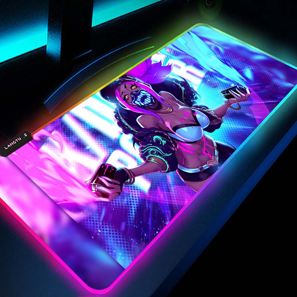 2021-League of Legends Kda Akali Mouse Mat Keyboard Pad Backlit Mat Led ...