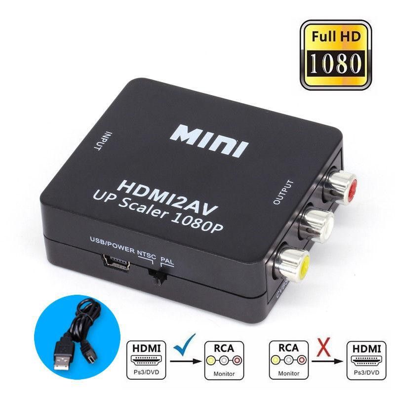 MINI HDMI2AV Black 1080P HDMI to RCA Audio Video AV ตัวแปลงสัญญาณภาพ สี ...