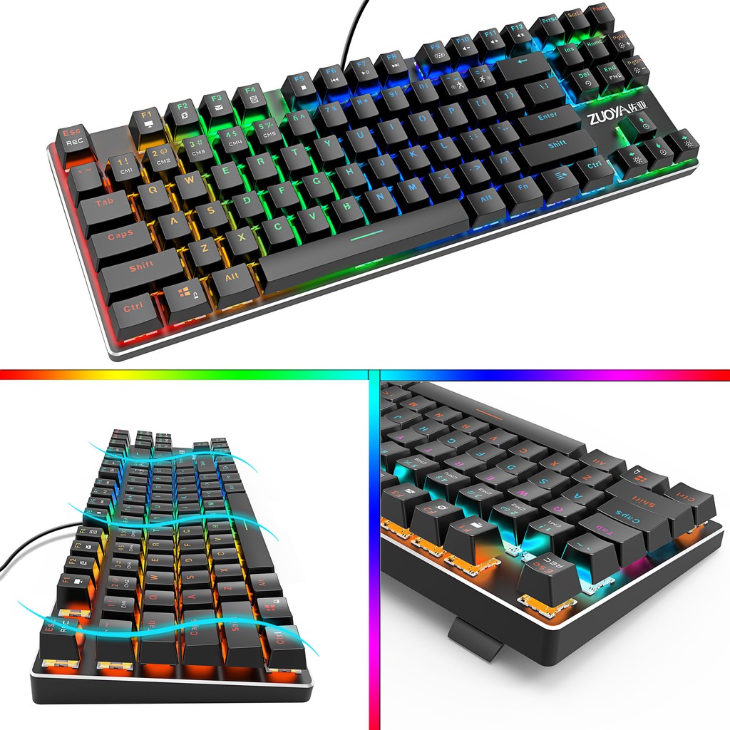 ZUOYA Mechanical Gaming Keyboard RGB 87 Keys Anti-ghosting LED Backlit ...
