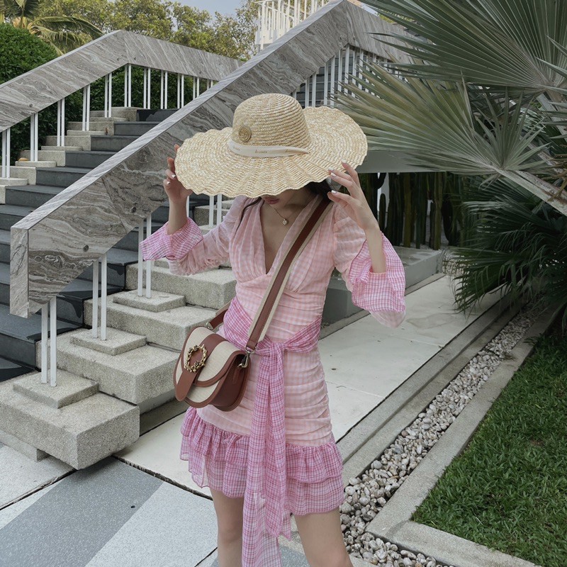 FLAT2112 FF0004 : SCOTCH DIVA DRESS เดรสเข้ารูป ผ้าตาข่าย ลายสก็อตสีพาส ...