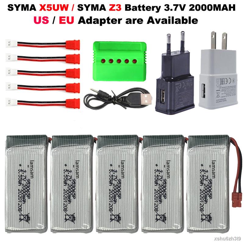 3.7v 2000mah Upgraded Battery Usb Charger5in1 For Syma Z3x5uw Rc Drone ...
