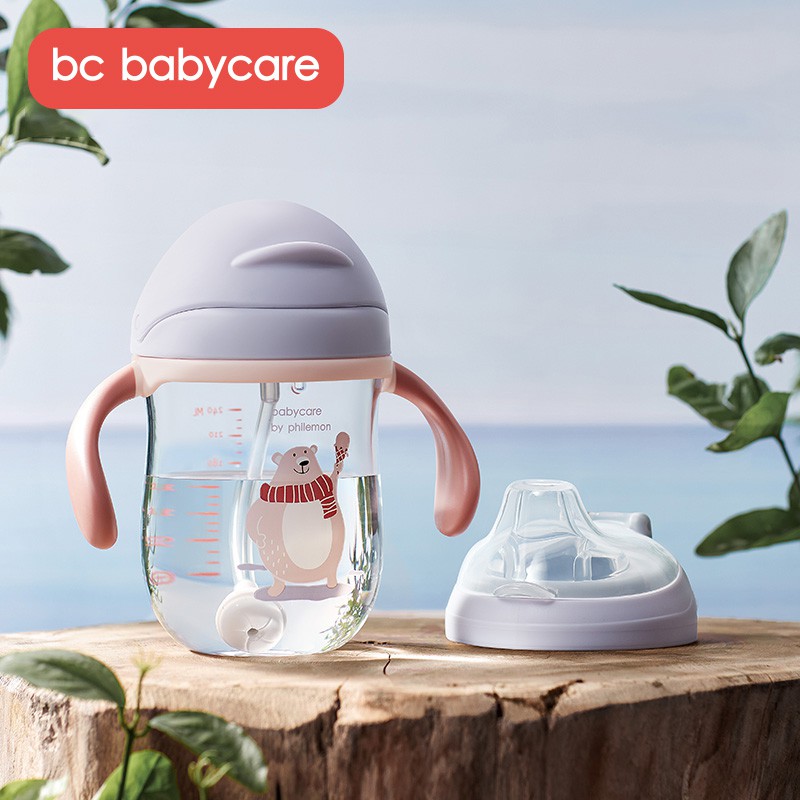 BC babycare 1Pcs 240ml Baby Dual-use Sippy Straw Cups Tritan Training Cup Kids Sports Plastic ...