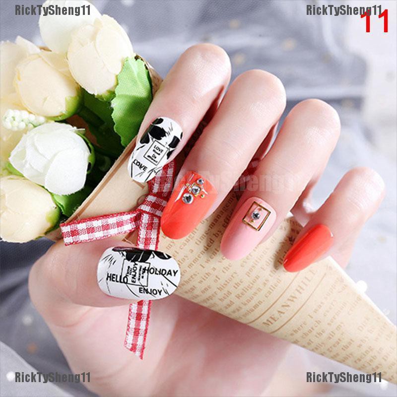 [COD]RTS 24 Pcs/Set Nail Tips Acrylic Short Full False French Nail Art ...