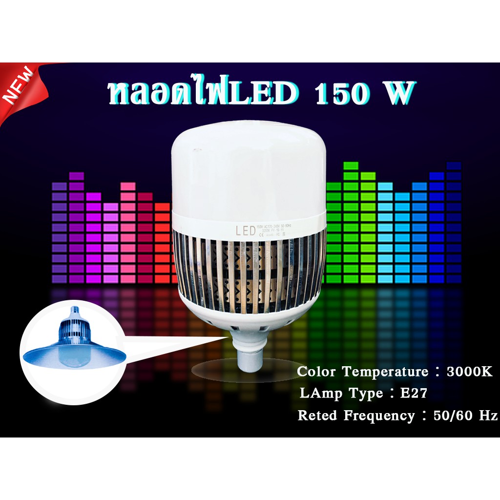 หลอดไฟ LED Bulb 150 W หลอดไฟ LED E27 150W 200W 300W LED BULB วัตต์ ไฟ ...