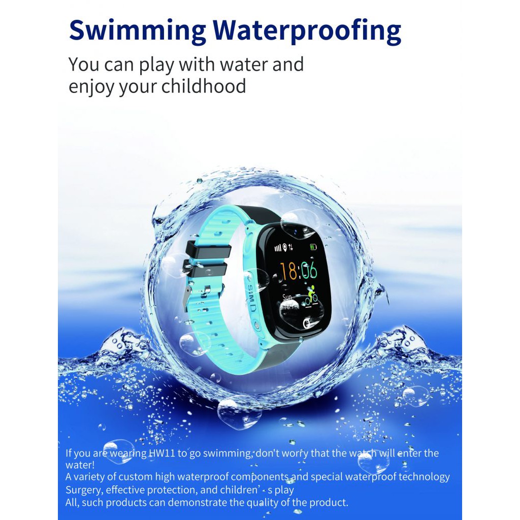 นาฬิกาเด็ก HW11 เมนูภาษาไทย ใส่ซิม โทรฯได้ กันน้ำ IP67 GPS แท้ ติดตามตำแหน่งตรงกว่าทุกรุ่น ...