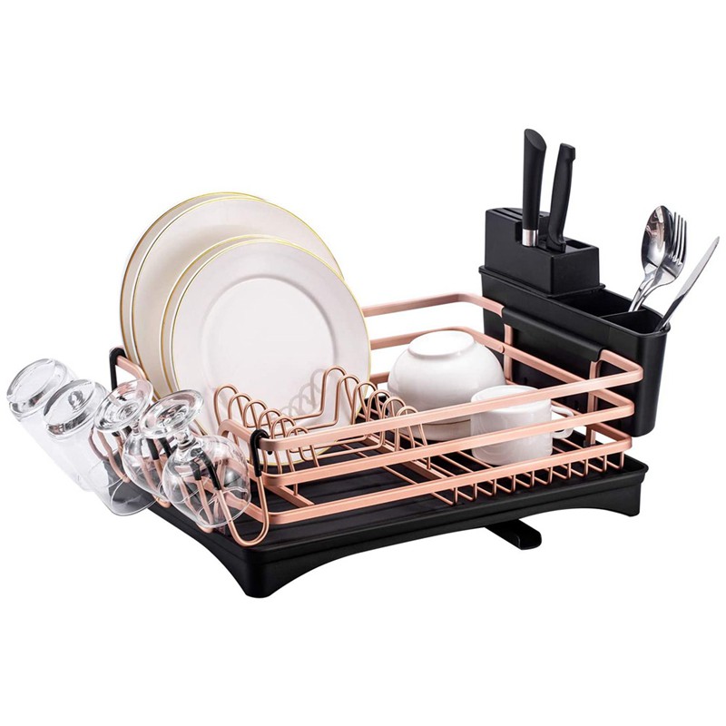 Dish Drying Rack, Compact Rustproof Dish Rack and Drainboard Set, Dish ...