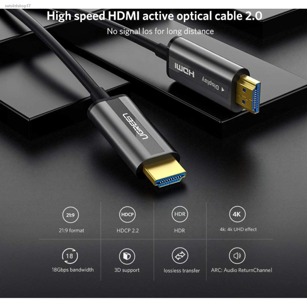 จัดส่งเฉพาะจุด จัดส่งในกรุงเทพฯUgreen 4K 60Hz Fiber Optic HDMI Cable ...