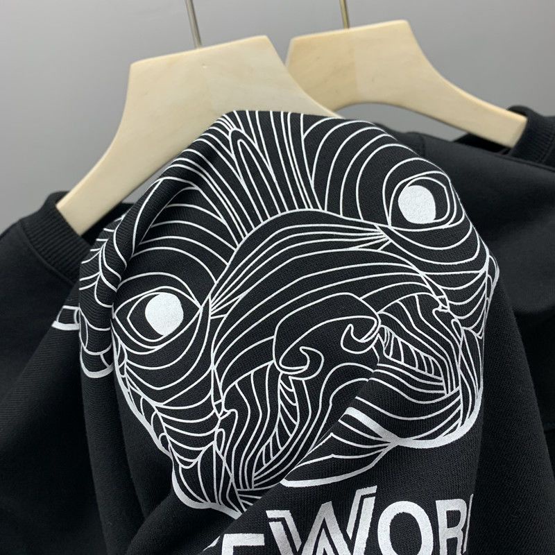 LifeWork cute French fighting pattern ins personality wild round neck ...