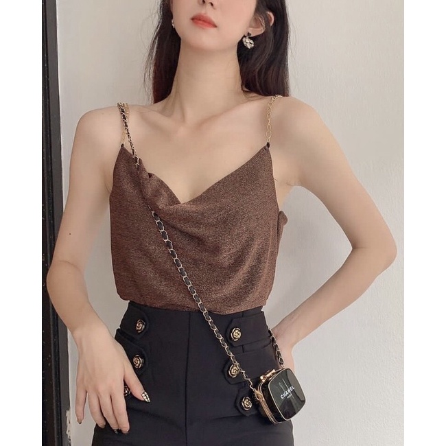 เสื้อ sexy สายเดี่ยว คอถ่วงผ้าประกาย เนื้อผ้าเกรดพรีเมี่ยม - ma011 - ThaiPick